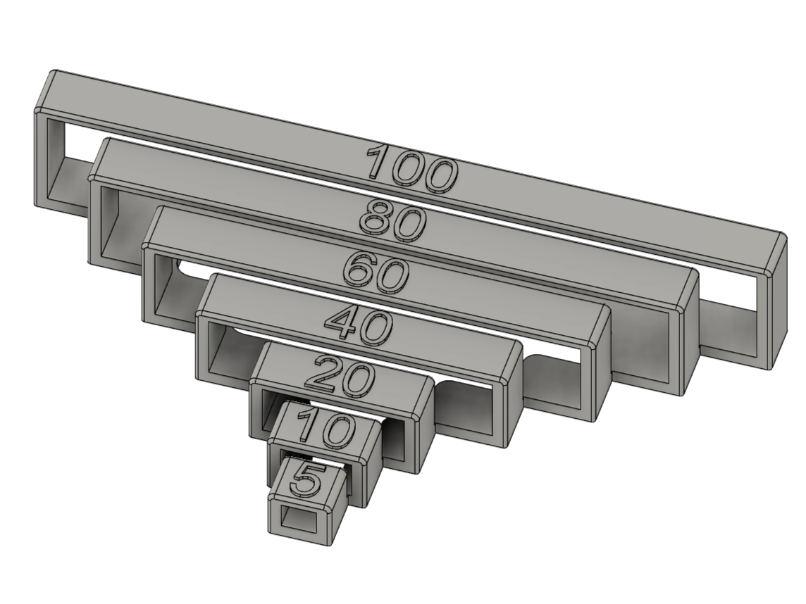 Bridging Test - 5 to 100 mm by Tridense | Download free STL model ...