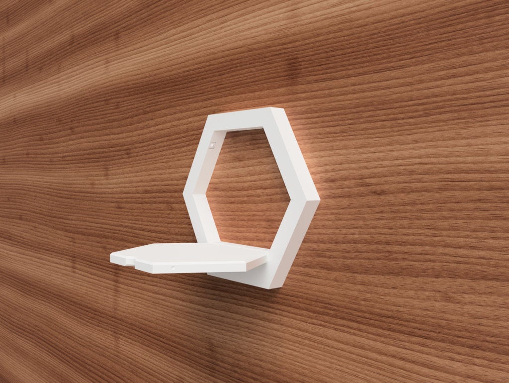 Wall mounted foldable modular hexagon shelf (print in place) by ...
