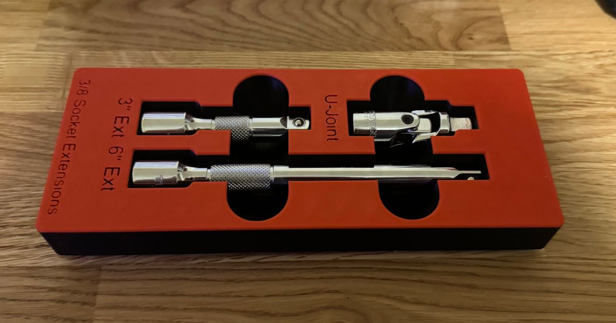 Gridfinity Tekton 3/8" Socket Extensions & U-Joint Holder by ender341 ...