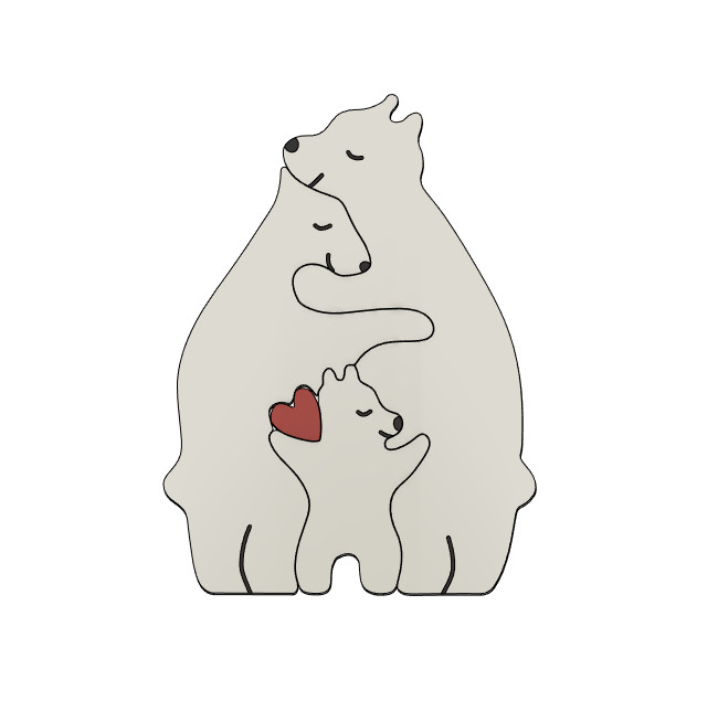The 3 Cuddling Bears by DickF | Download free STL model | Printables.com