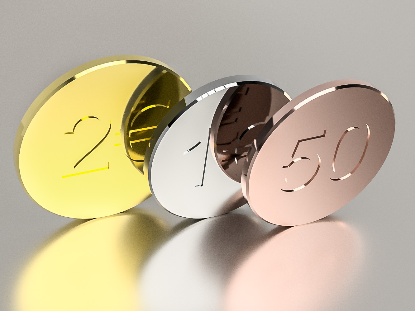 Simple Euro Coins (50cent, 1€, 2€) by Meister Edel | Download free STL ...