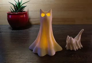 Cute Cat Ghost (LED tea light) by Celta | Download free STL model ...