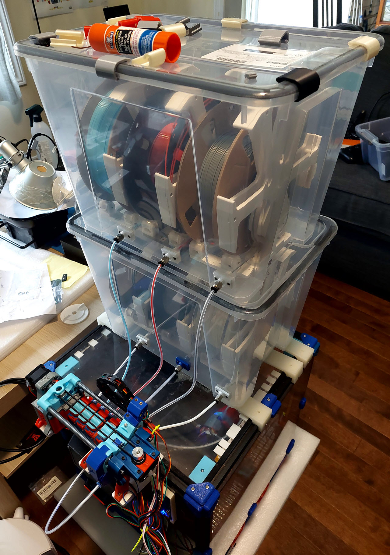 3 filament holder and with 3 buffer in one Ikea Samla 22L box for ERCF ...