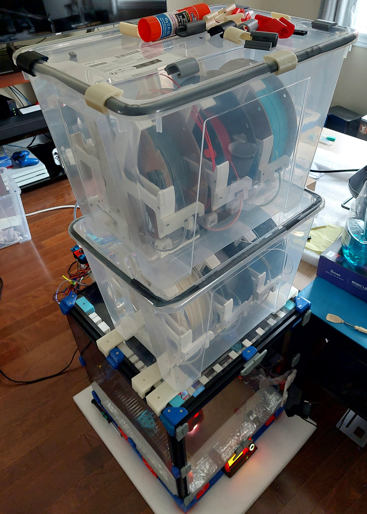 3 filament holder and with 3 buffer in one Ikea Samla 22L box for ERCF ...