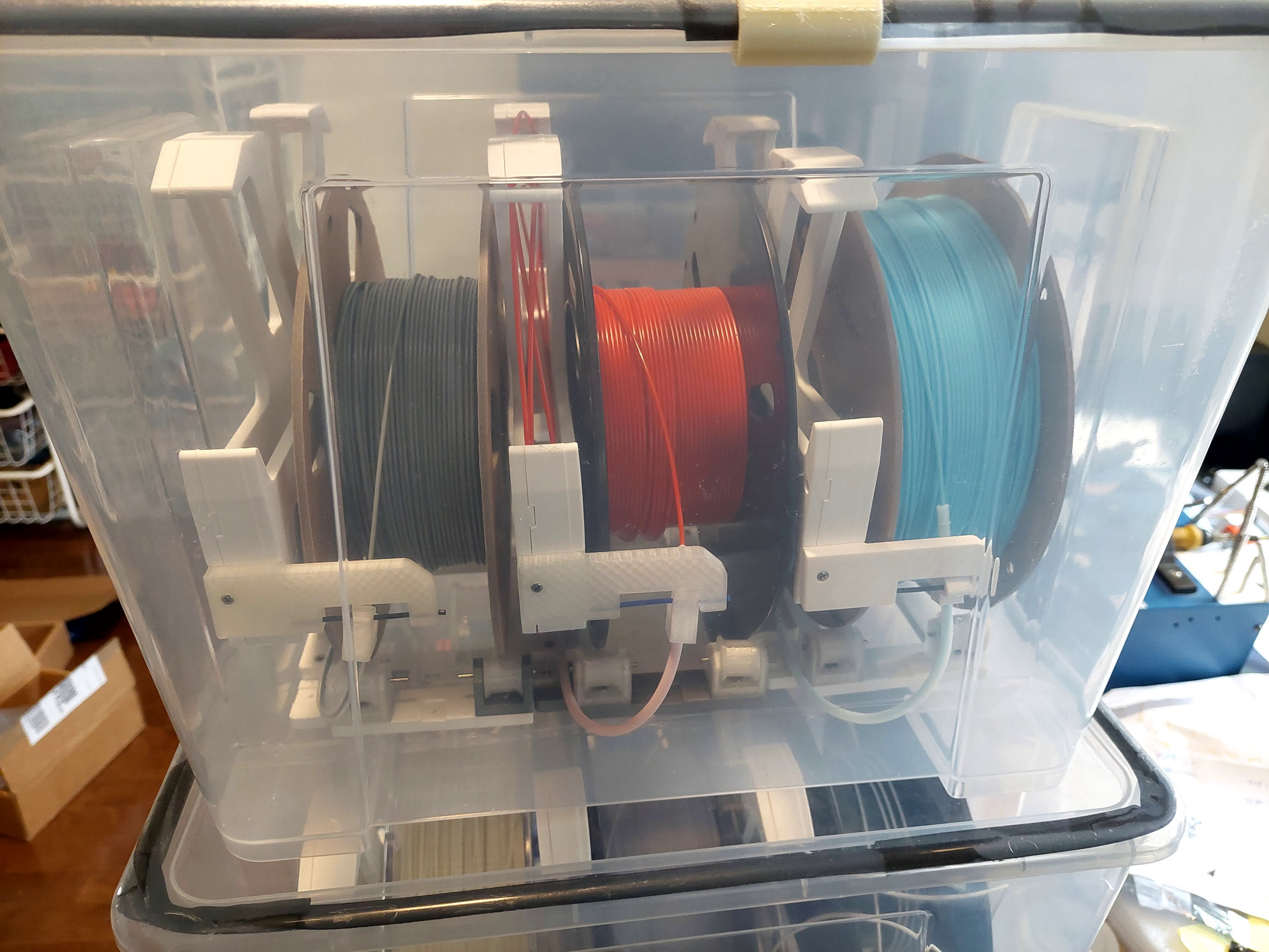 3 filament holder and with 3 buffer in one Ikea Samla 22L box for ERCF ...