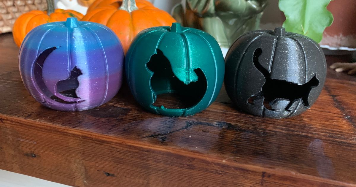 Cat Jack-O-Lanterns Tea Candle by Anthony Cerqua | Download free STL ...