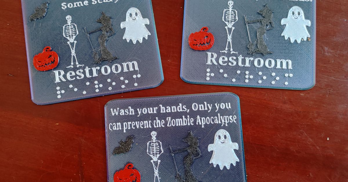Unisex Halloween Restoom Signs w/ Braille by Ross | Download free STL ...