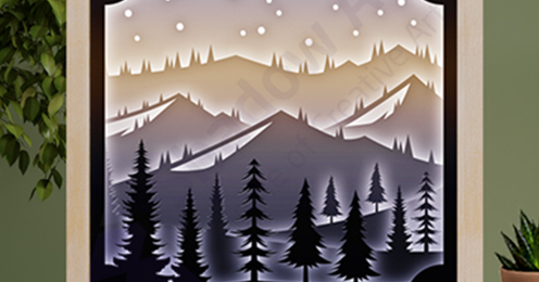 Night Mountain Forest LightBox by tecnoculebras | Download free STL ...