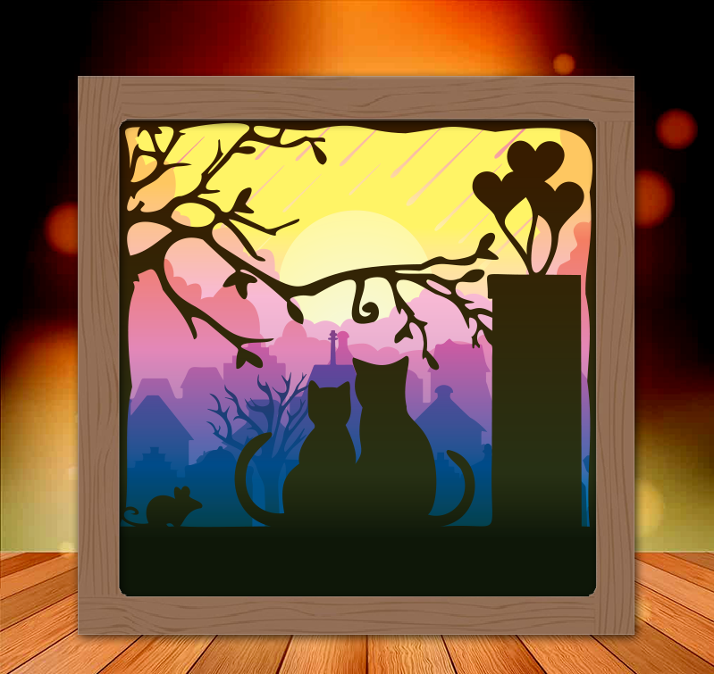 Cat And Moon lightbox by tecnoculebras | Download free STL model ...