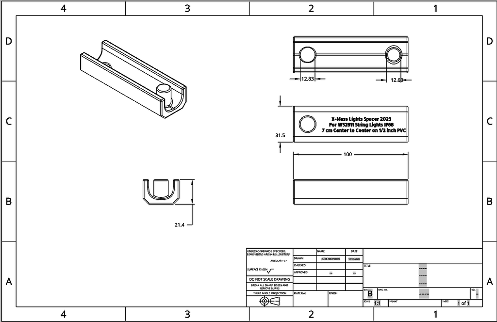 Spacer for WS2811 on 1/2 inch PVC Holiday Lights Jig by Jesse Abernethy ...