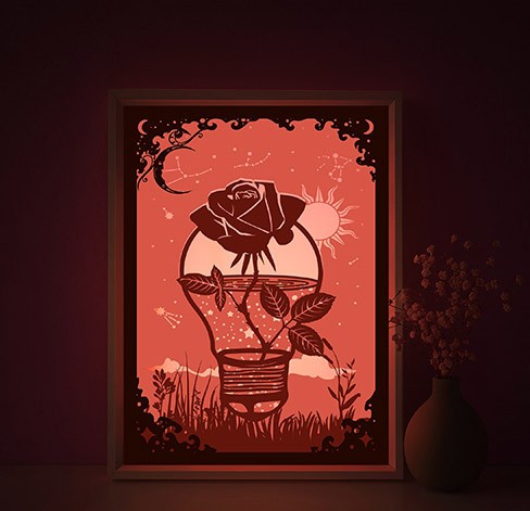 Rose Galaxy Flower light box by tecnoculebras | Download free STL model ...