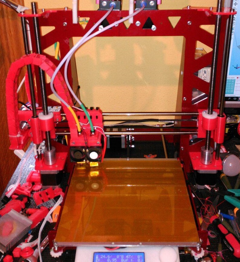P3Steel / I3 - E3d V6 Dual hot end mount with channelled cold end ...