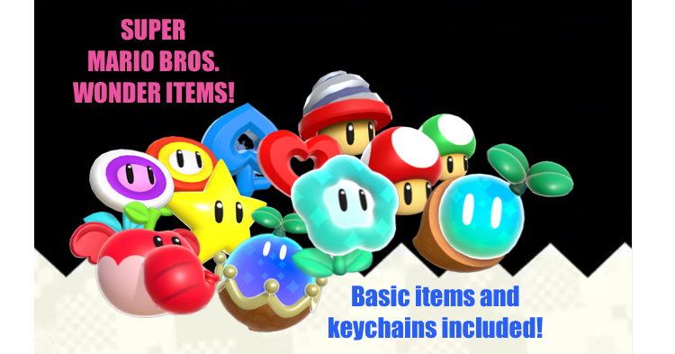 Mario Wonder Item/Keychain Pack: MARIO MARIO MARIO WONDER WONDER WONDER ...