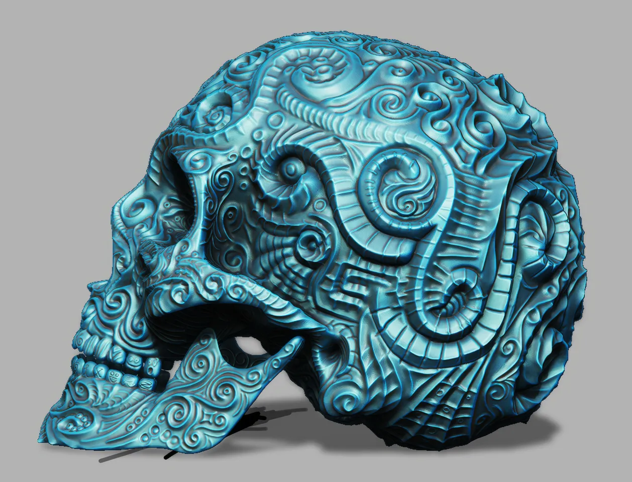 Decorative Filigree Scroll-Work Carved Style Skull. by ArtisticMusician ...