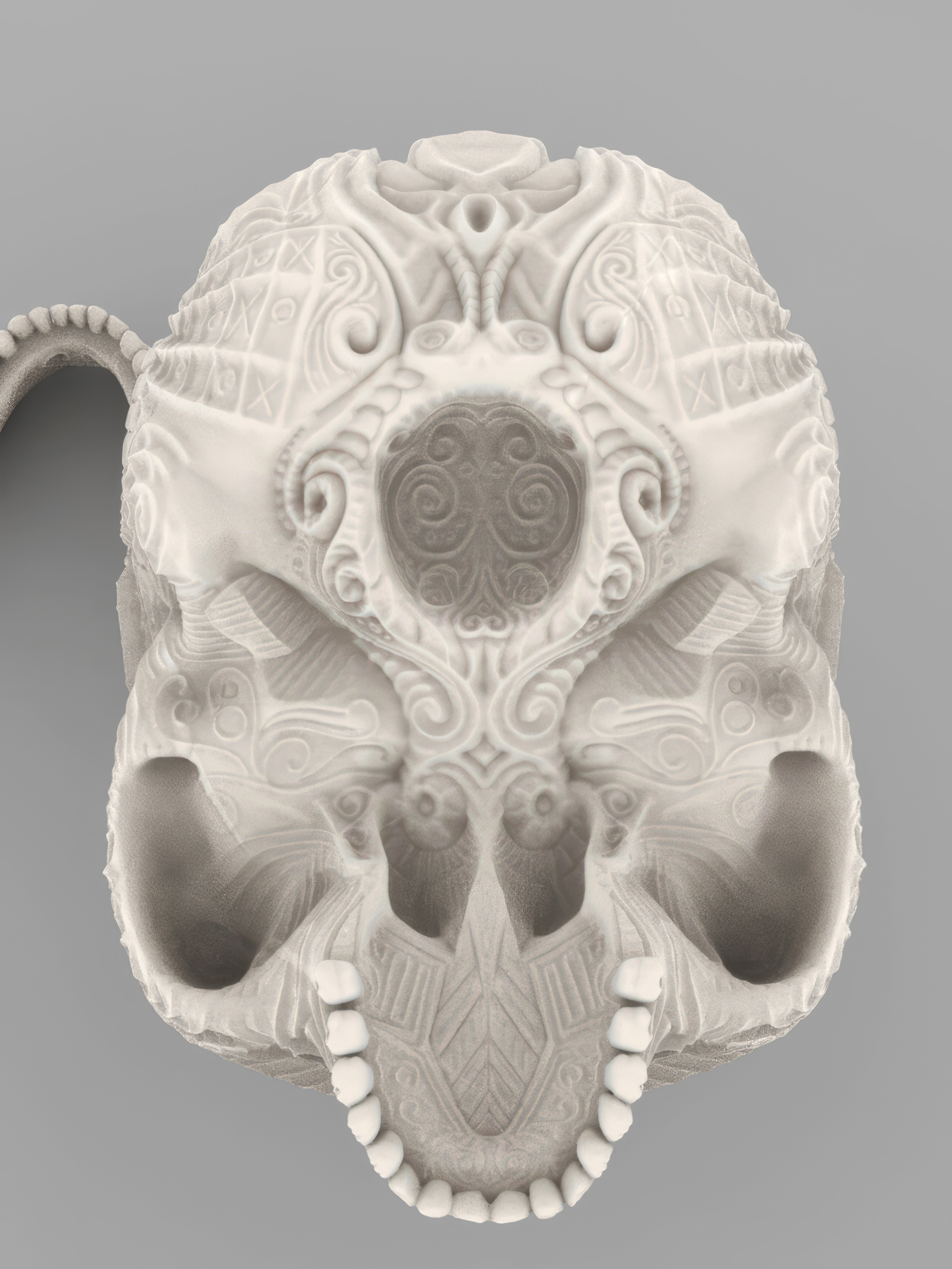 Decorative Filigree Scroll-Work Carved Style Skull. par ...