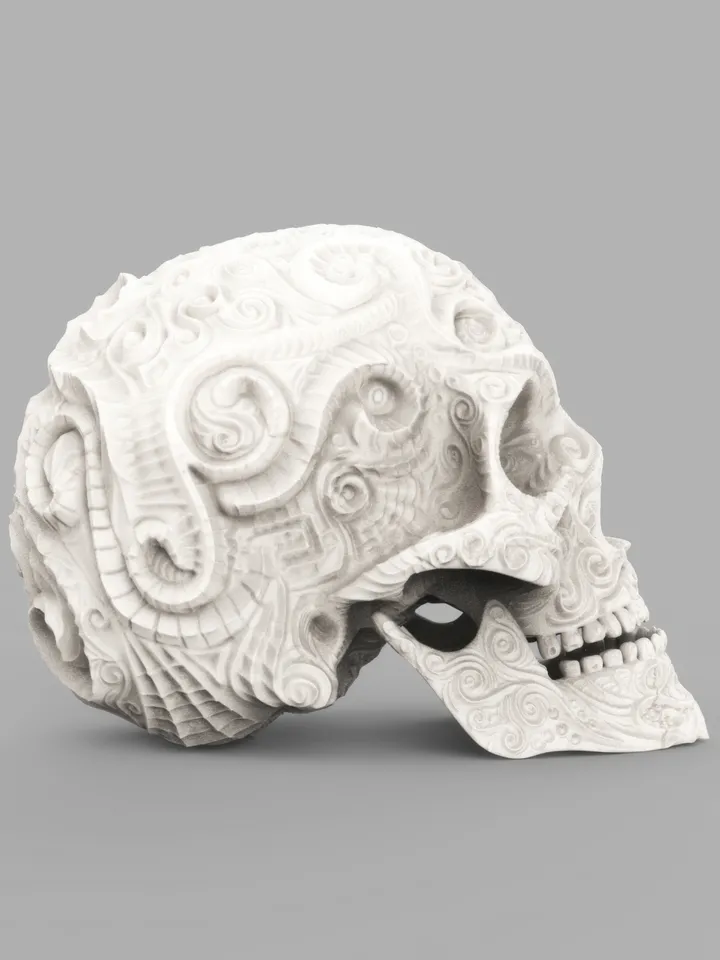 Decorative Filigree Scroll-Work Carved Style Skull. by ArtisticMusician ...