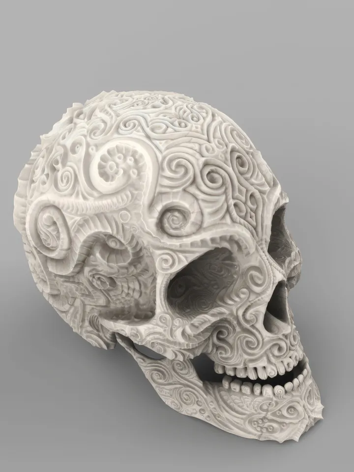 Decorative Filigree Scroll-Work Carved Style Skull. by ArtisticMusician ...