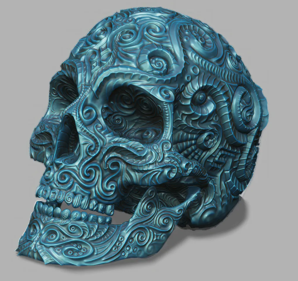 Decorative Filigree Scroll-Work Carved Style Skull. by ArtisticMusician ...