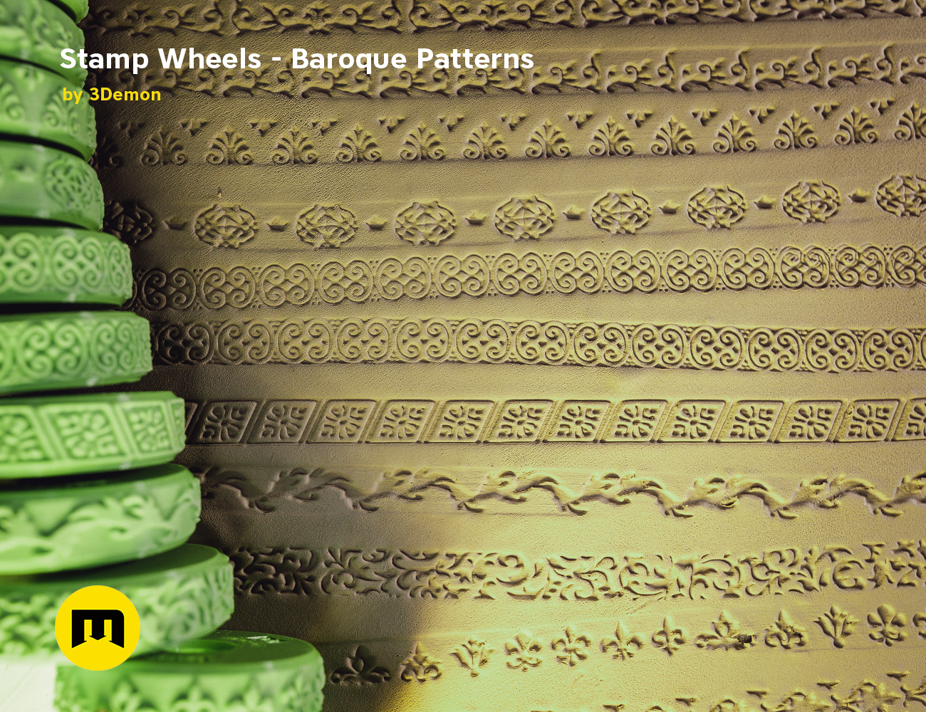 Stamp Wheels for Clay - Baroque Patterns by 3Demon's Texture Rollers ...