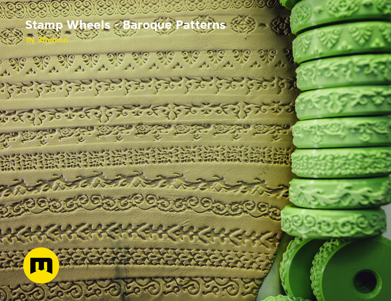 Stamp Wheels for Clay - Baroque Patterns by 3Demon's Texture Rollers ...