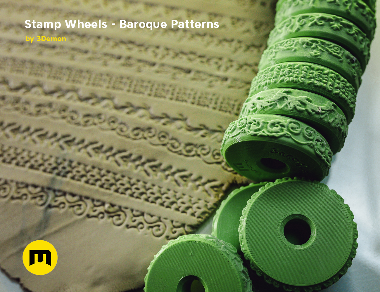 Stamp Wheels for Clay - Baroque Patterns by 3Demon's Texture Rollers ...