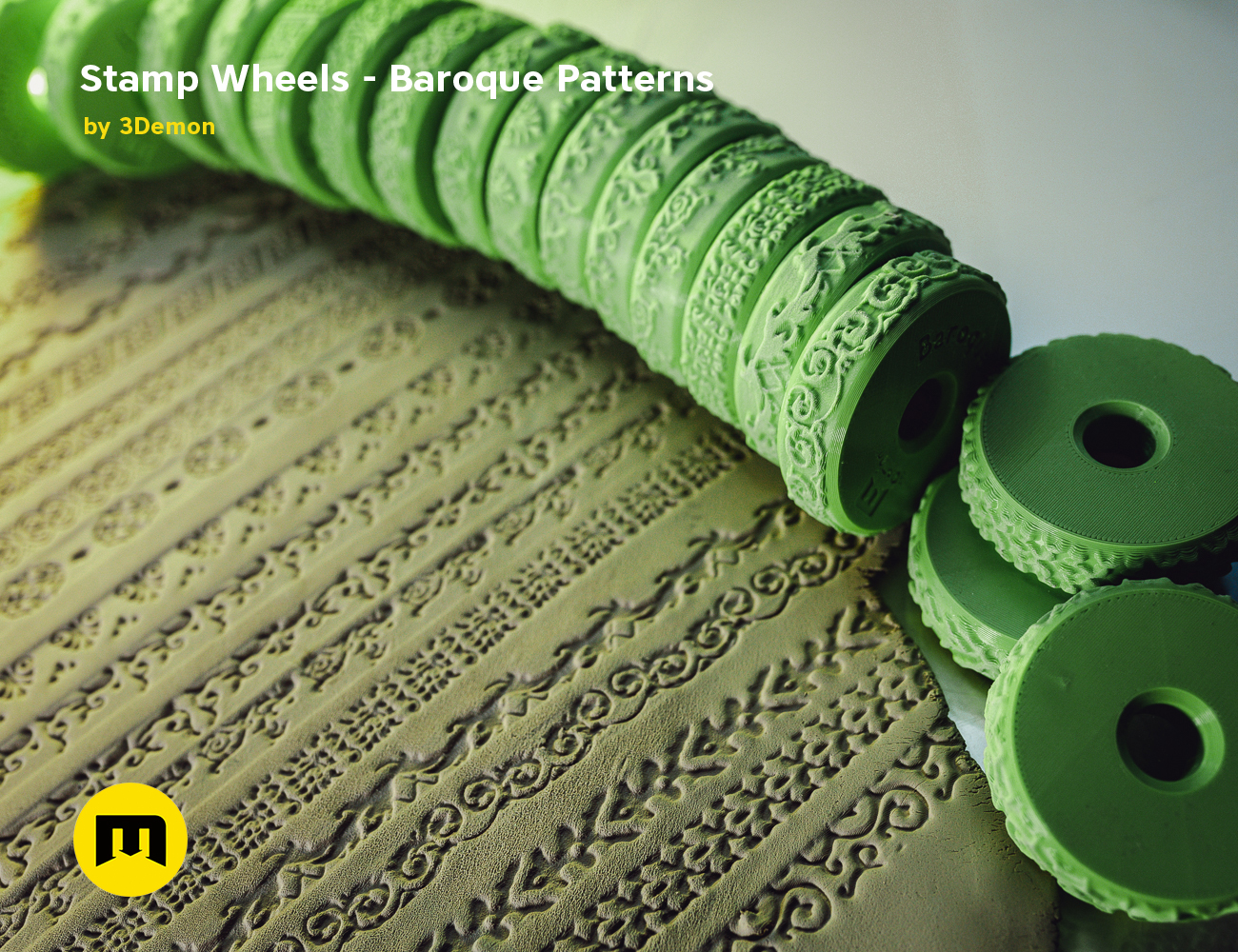 Stamp Wheels for Clay - Baroque Patterns by 3Demon's Texture Rollers ...