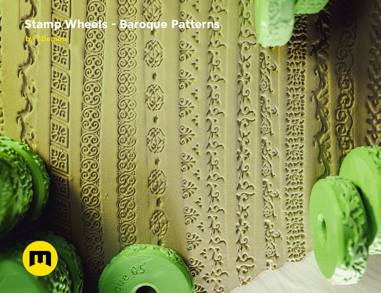 Stamp Wheels for Clay - Baroque Patterns by 3Demon's Texture Rollers ...