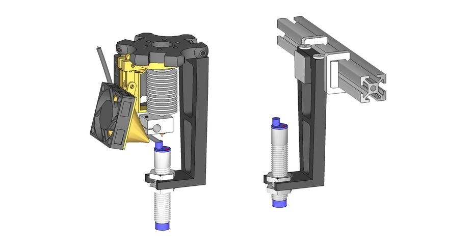 Kossel magnetic z-probe mount with zero X-Y offset to avoid effector ...
