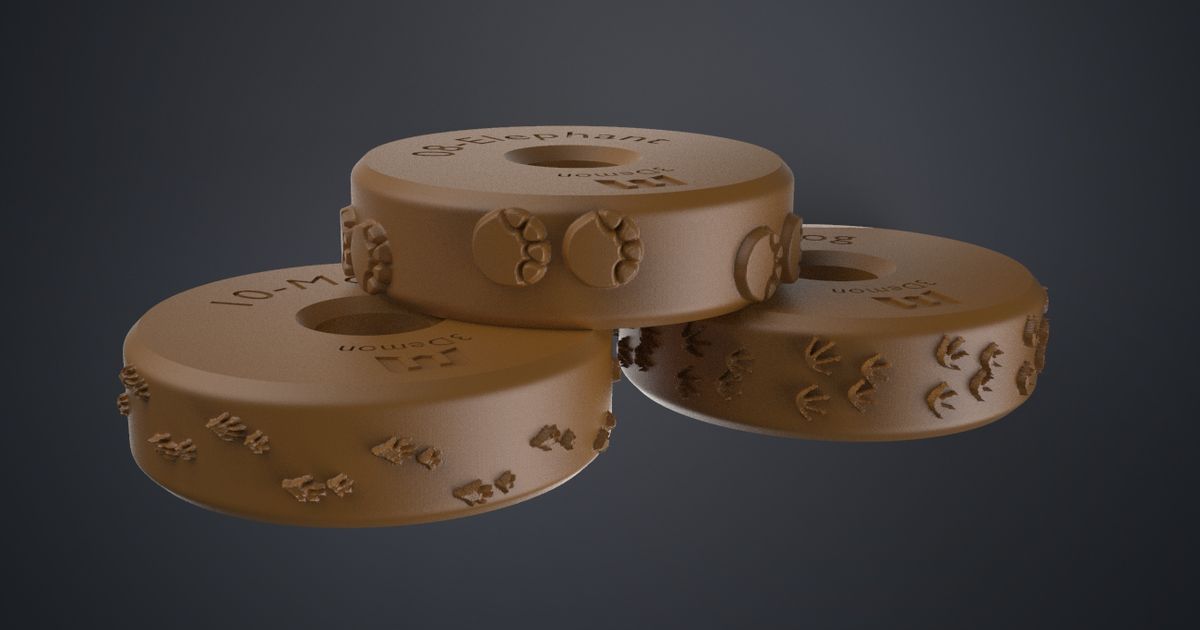 Stamp Wheels for Clay — Animal Tracks Vol.3 (7,8,10) Frog, Elephant ...