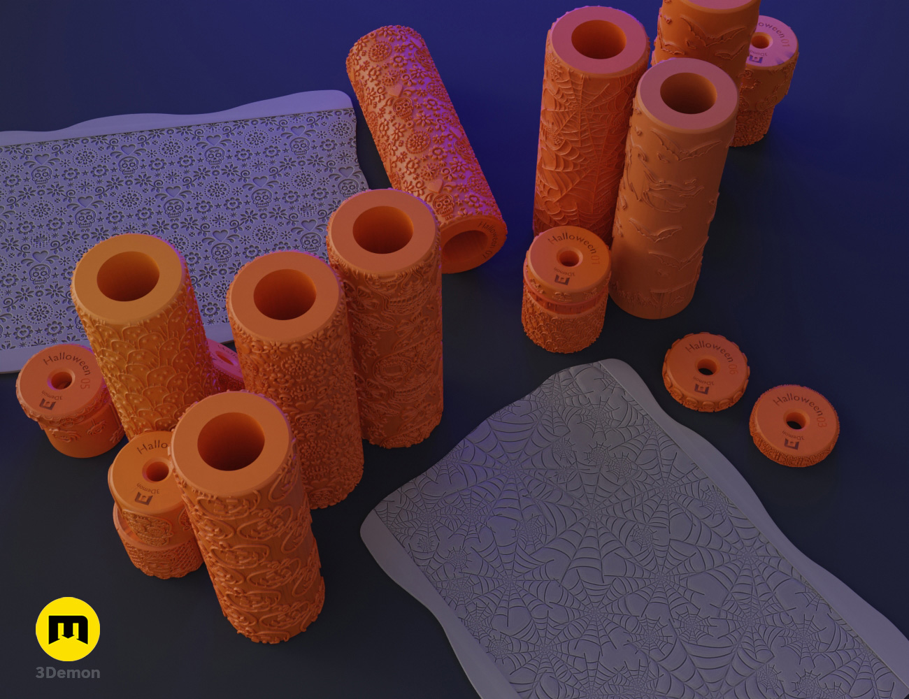 Halloween Stamp Wheels (4-6) by 3Demon's Texture Rollers | Printables Store