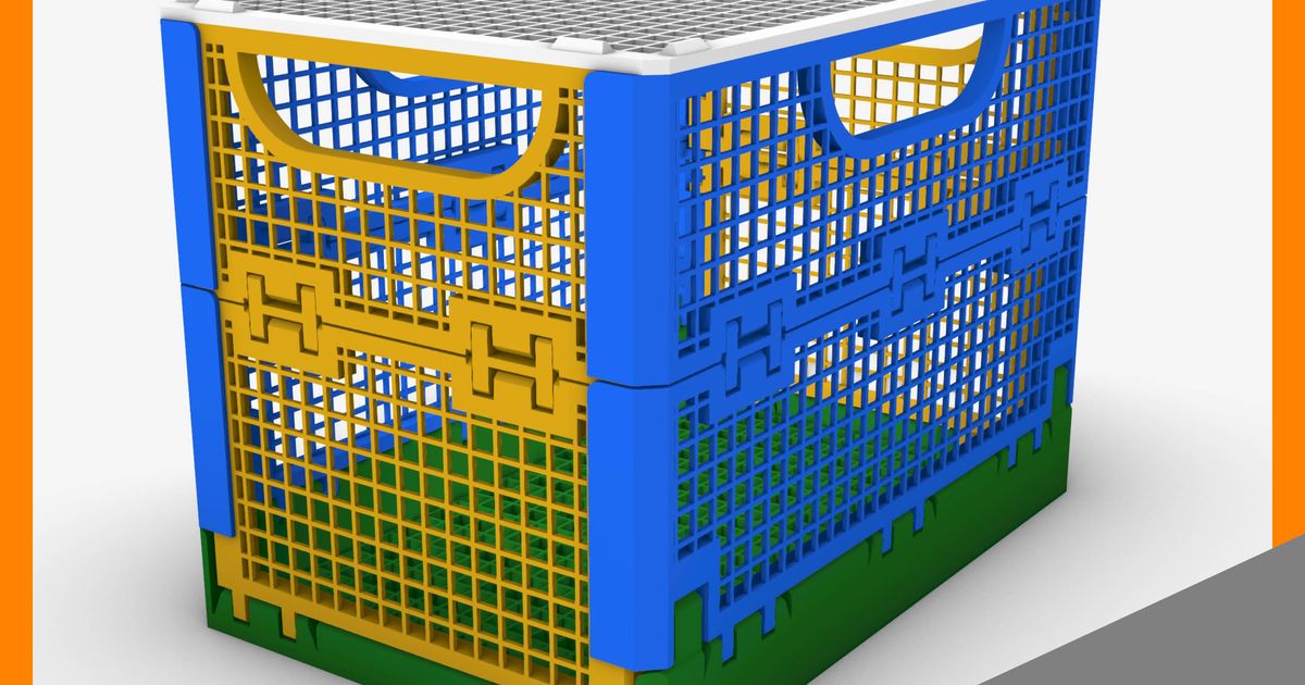 Double-foldable and stackable Crate (S) by baph | Download free STL ...