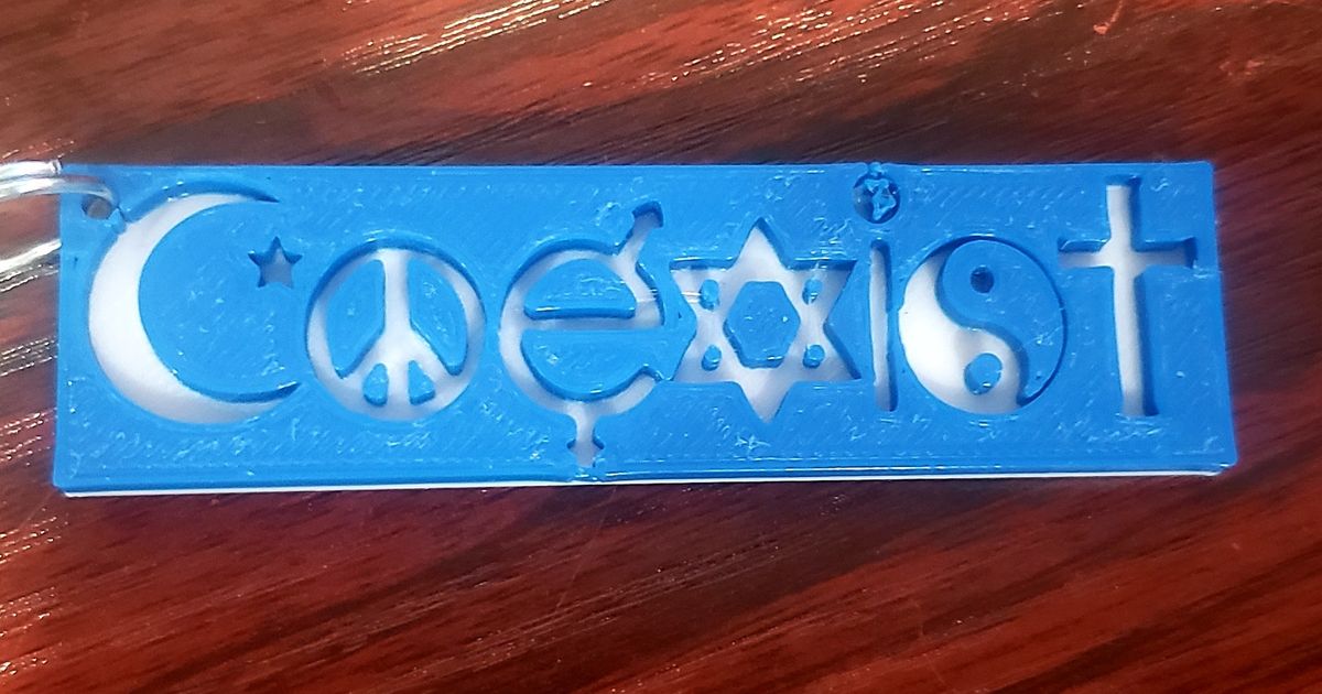 Coexist Keychain by BP3D PRINTS | Download free STL model | Printables.com