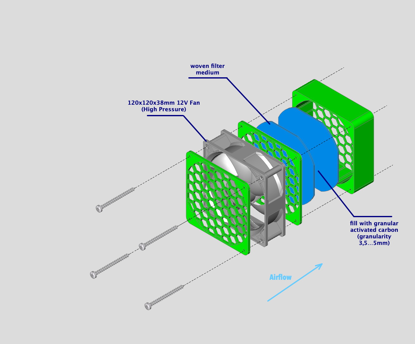 Air Filter with activated carbon/ Aktivkohle-Luftfilter by Todward ...