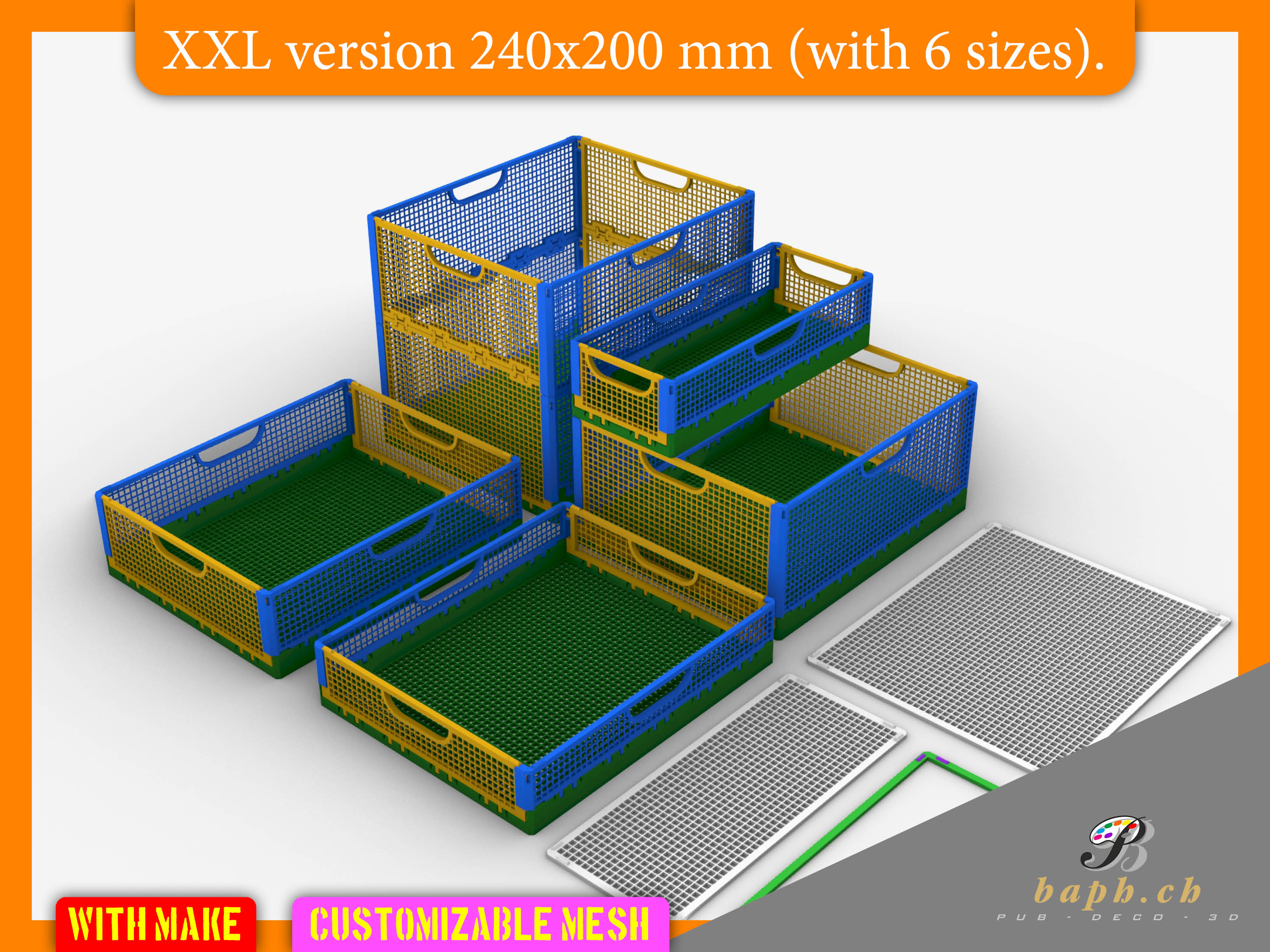 Double-foldable and stackable crate (XXL) by baph | Download free STL ...