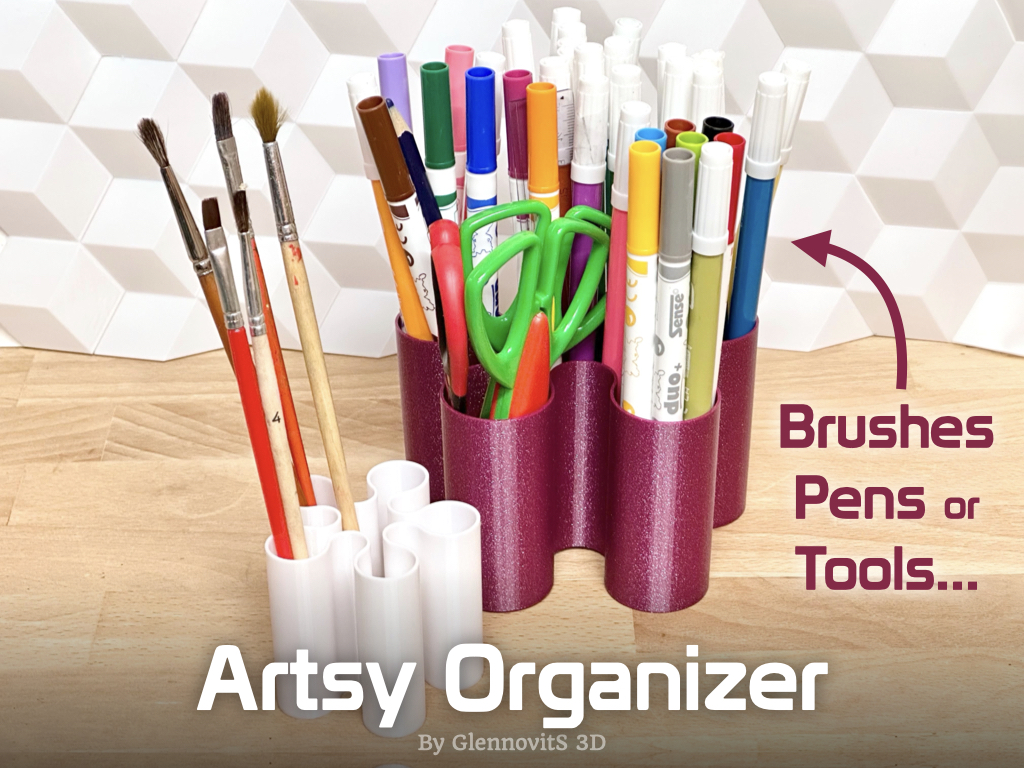 Artsy Organizer (Brush, pen or tool desktop stand) by GlennovitS 3D ...