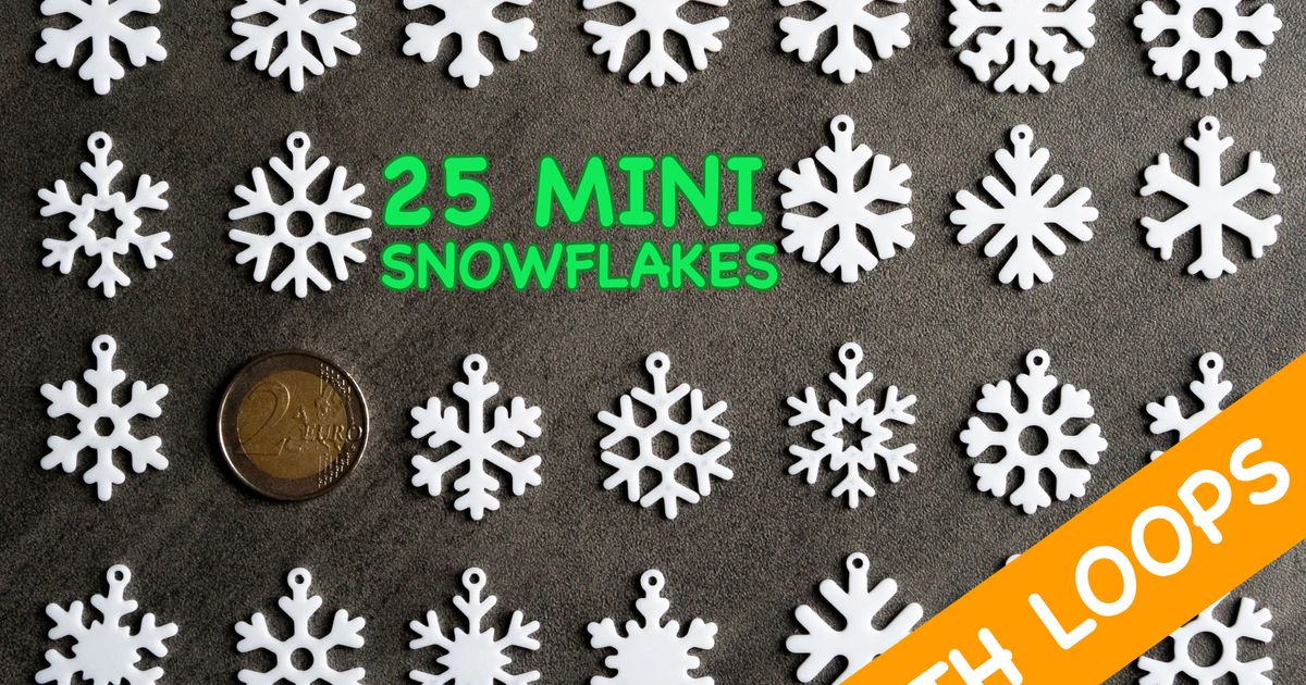 25 Mini snowflake collection with hanging loop / Kolekce malých ...