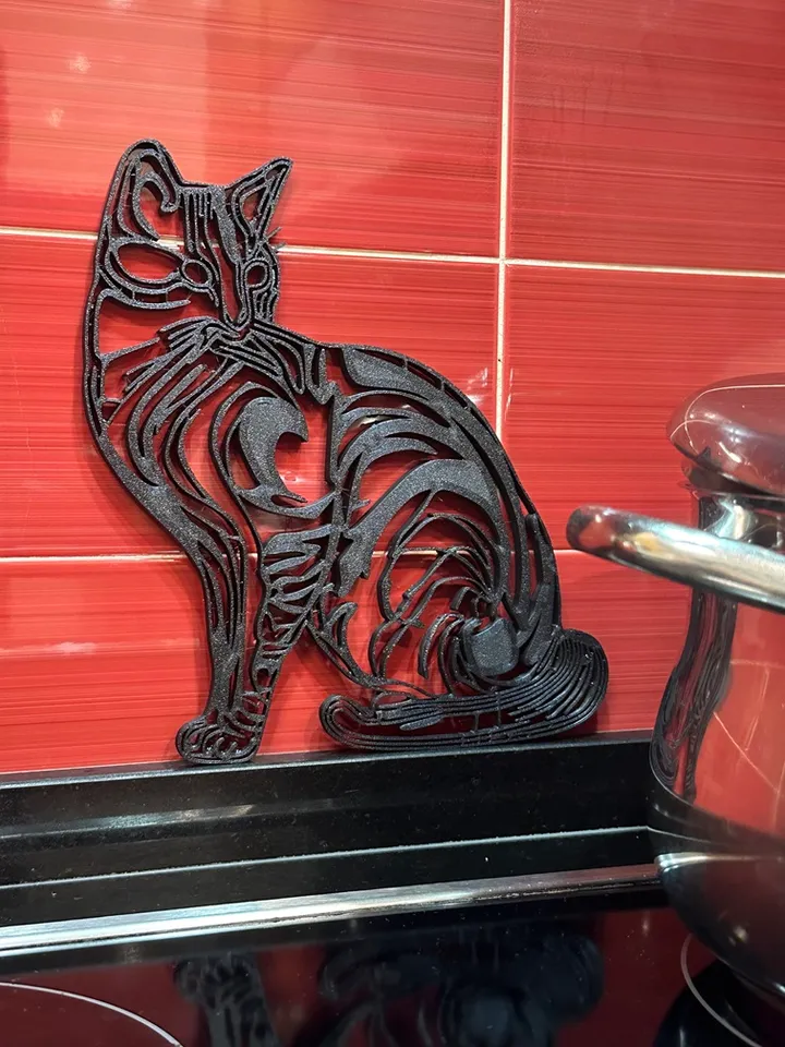 Wireframe Cat Sculpture by 3DPrintable | Download free STL model ...