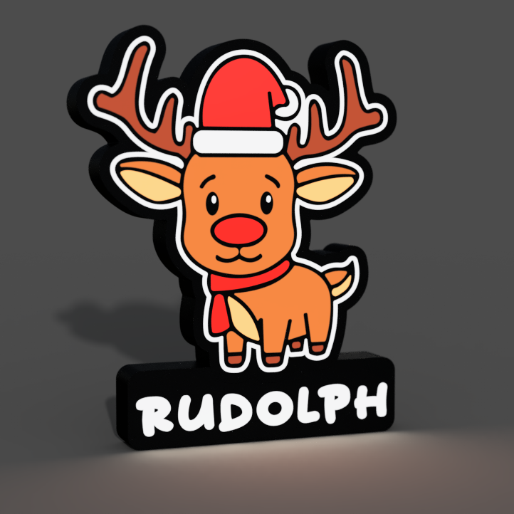 Rudolph the Reindeer Lightbox LED Lamp by braga3dprint | Printables Store