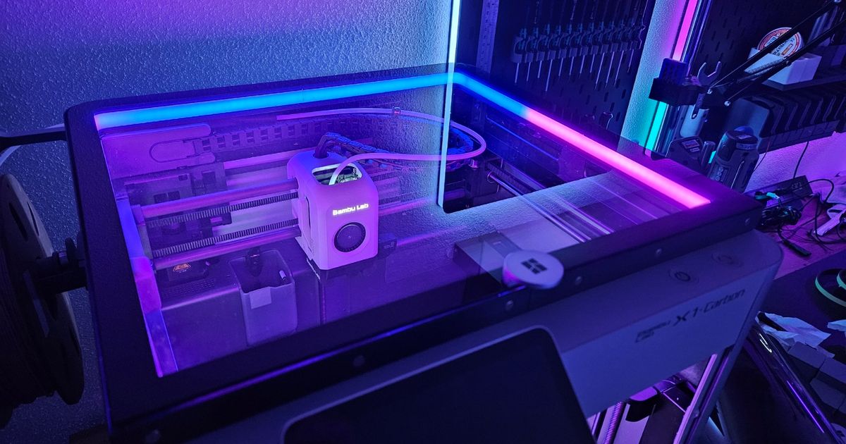 Bambu Lab X1C LED riser with diffusor and gridfinity storage! by ...