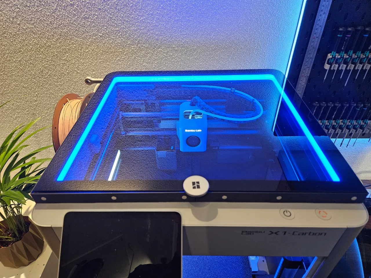 Bambu Lab X1C LED riser with diffusor and gridfinity storage! by ...