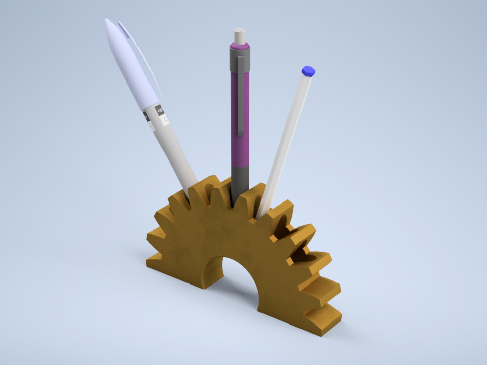 Half gear desk pen holder by Broeke | Download free STL model ...