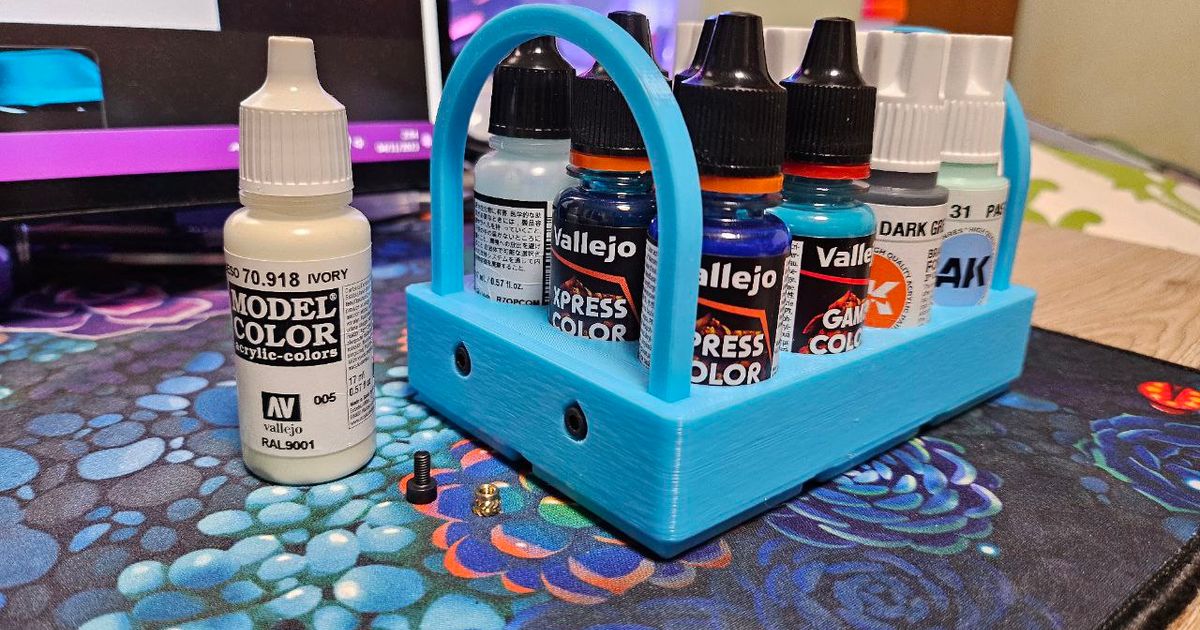 Vallejo/AK paint holder+basket [3x4 Gridfinity module] by drkztan ...