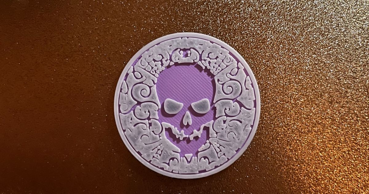 Skull Halloween coin by Dinozzo | Download free STL model | Printables.com