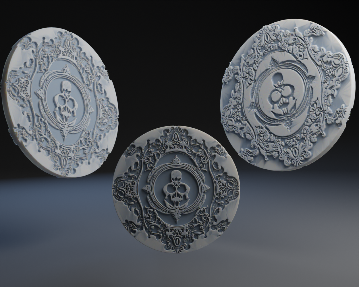 Ornate skull Coin by Peter Farell | Download free STL model ...