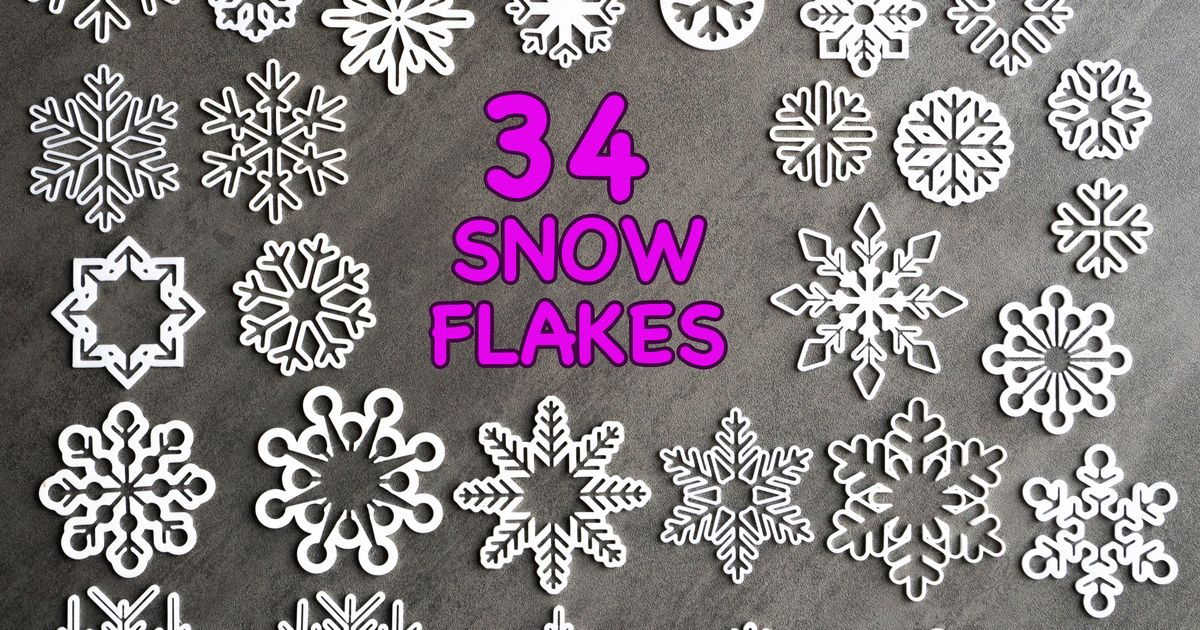 34 Snowflake Silhouette Collection Kolekce Sněhových Obrysových