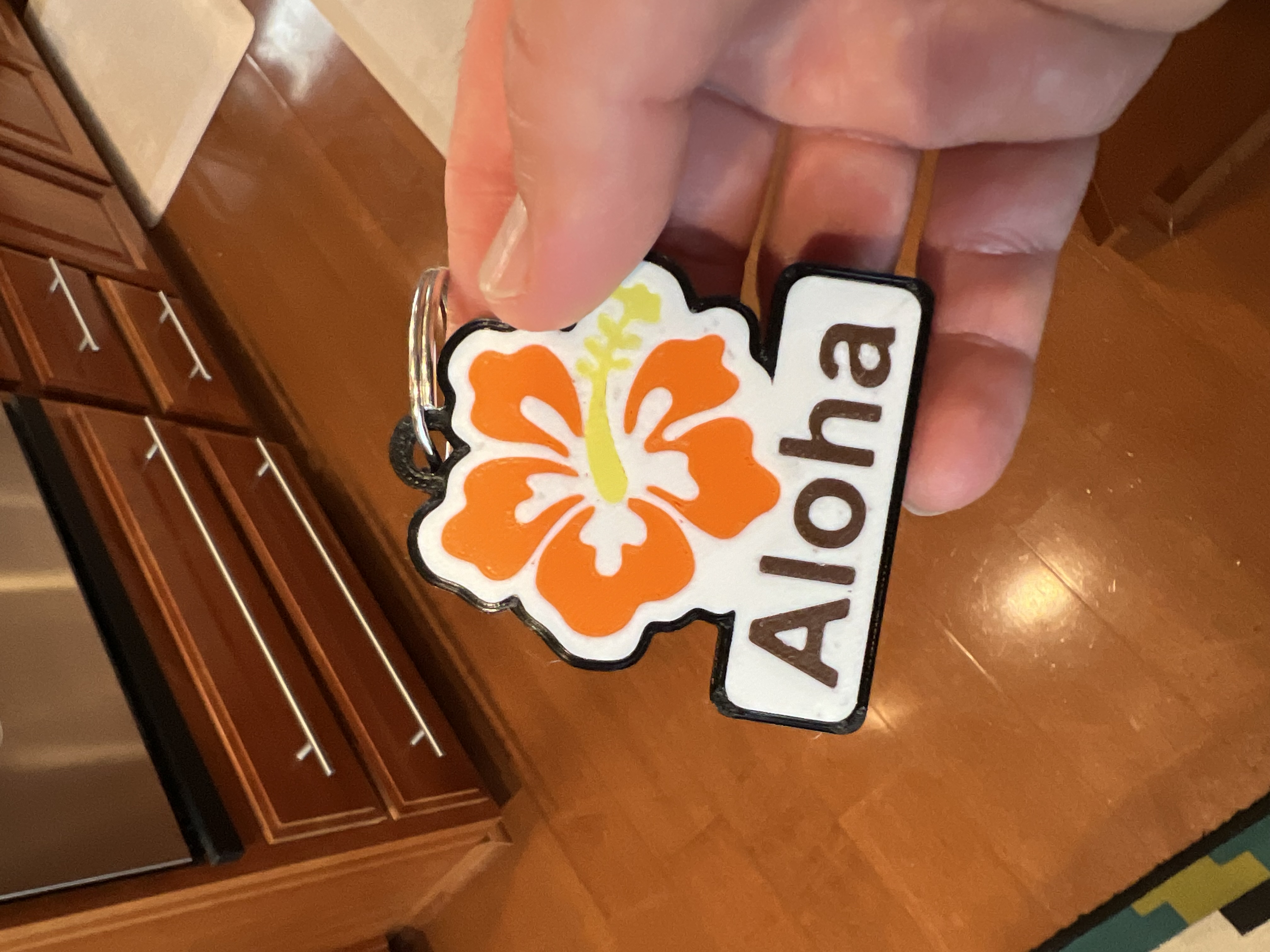 Aloha with Hibiscus Keychain Multi-colored by QuadView | Download free ...