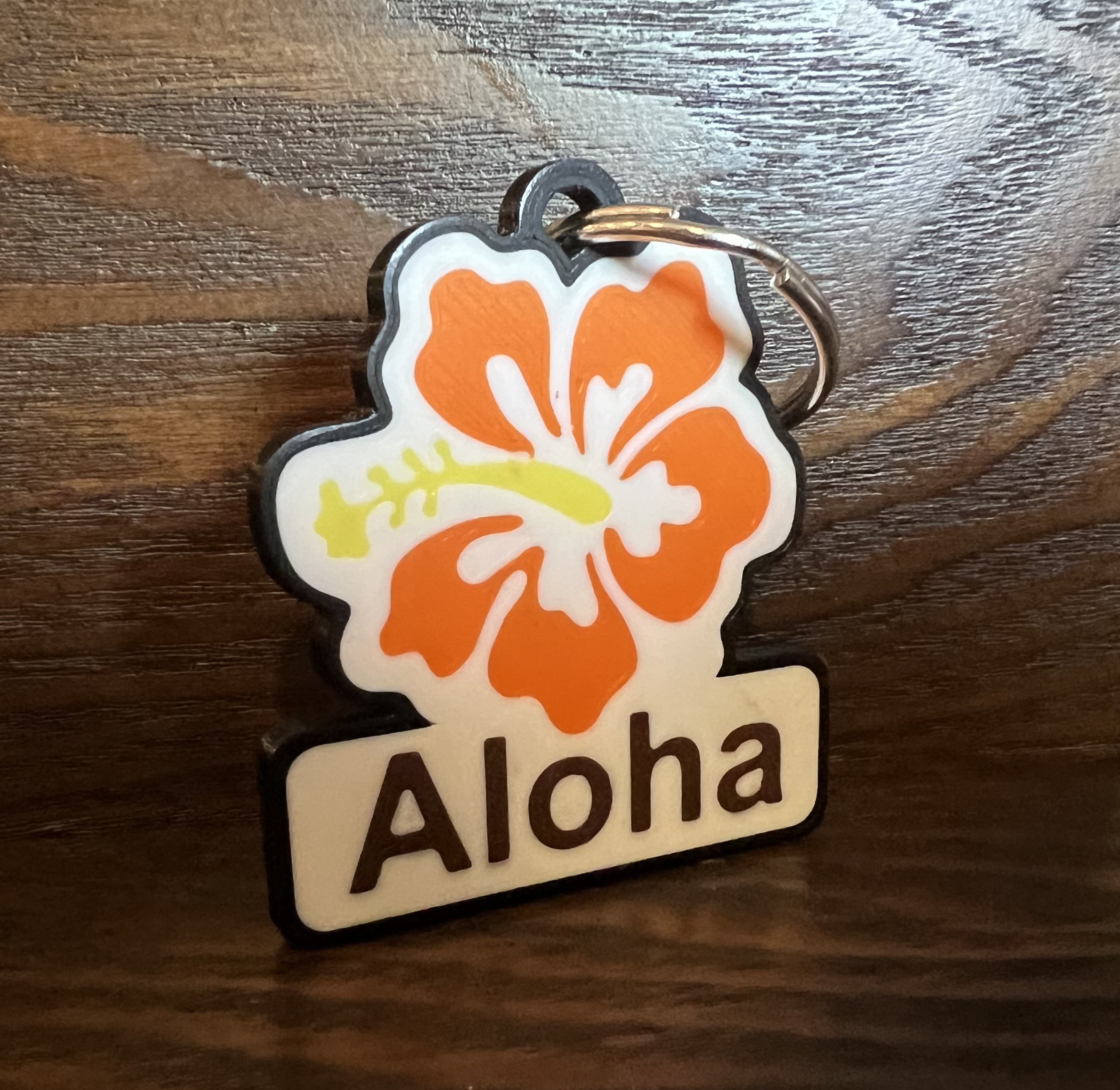 Aloha with Hibiscus Keychain Multi-colored by QuadView | Download free ...