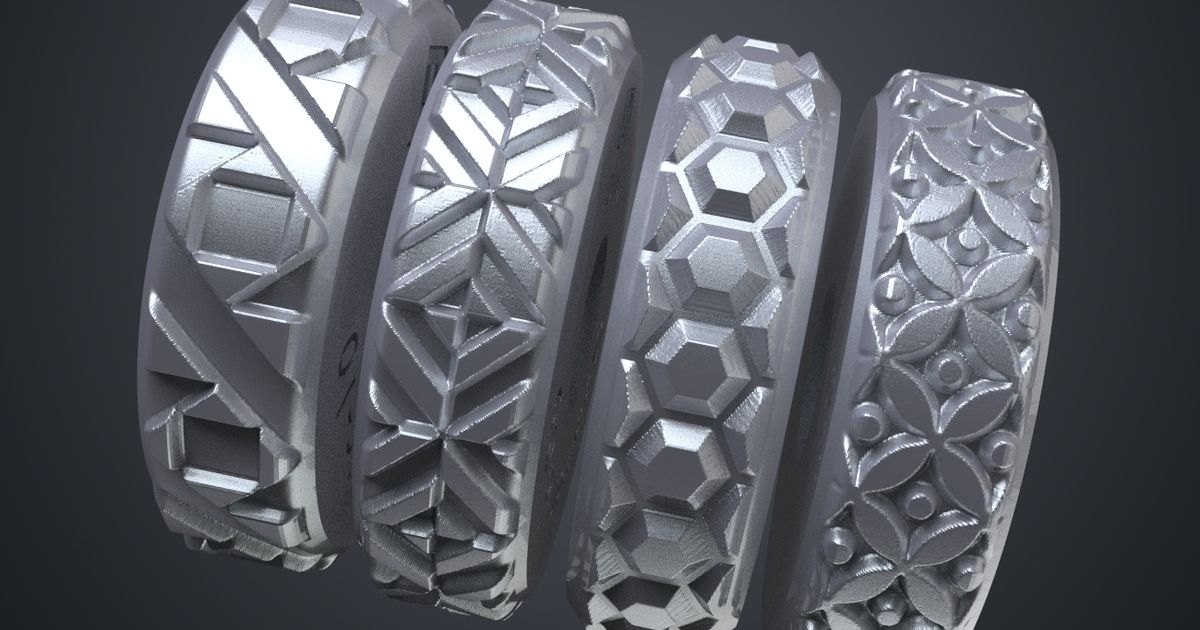 Stamp Wheels - Geometric Vol.03 (9-12) by 3Demon's Texture Rollers ...