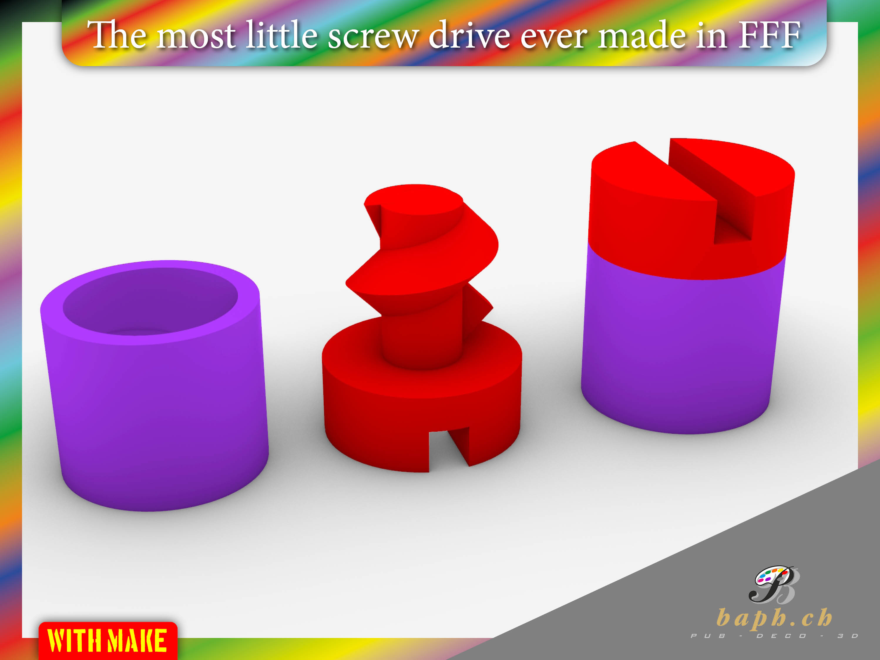Worldwide most little FFF printed screw drive ever made by baph ...