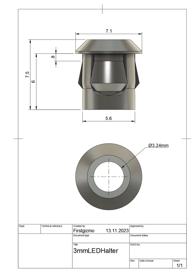 3mm LED Holder by firstgizmo | Download free STL model | Printables.com